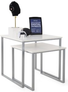 displays2go square nesting tables, set of 2 sizes - white