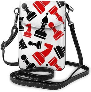 chess pattern women soft pu leather cellphone purse wallet handbag small crossbody shoulder bag