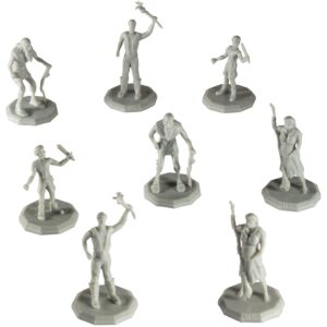 monster townsfolk mini fantasy figures - 8pc peasant non player character npc miniatures - 1" hex-sized compatible with dnd dungeons and dragons, pathfinder and all rpg tabletop games