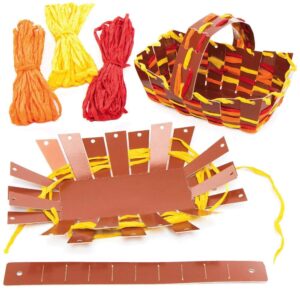 baker ross ax289 harvest festival raffia weaving basket kits - pack of 4, creative art and craft supplies for kids to design and decorate