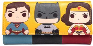 loungefly x funko pop! dc comics super trio tri-fold wallet