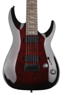 schecter omen elite-7 electric guitar - black cherry burst