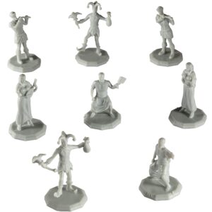 monster townsfolk mini fantasy figures - 8pc entertainer non player character npc miniatures - 1" hex-sized compatible w dnd dungeons and dragons, pathfinder and all rpg tabletop games