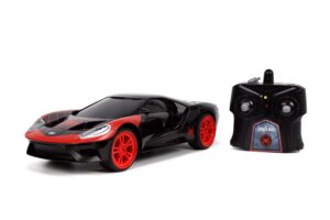 jada toys marvel spider-man 1:16 miles morales 2017 ford gt rc remote control car 2.4ghz, toys for kids and adults, black