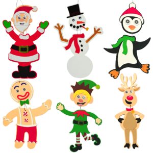 joyin 24 pcs christmas crafts kits foam character art and craft set in 6 different designs christmas hanging ornaments holiday decorations party favors supplies