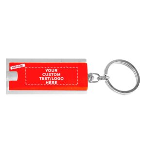 discount promos 100 flashlight keychains pack - customizable text, logo - rectangle, plastic - red