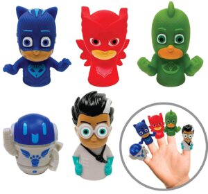 hasbro pj masks 5 piece finger puppet set - party favors, educational, bath toys, story time, floating pool toys, beach toys, finger toys, playtime