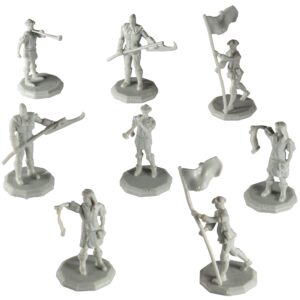 monster townsfolk mini fantasy figures - 8pc authority figures non player character npc miniatures - 1" hex-sized compatible w/dnd dungeons dragons pathfinder all tabletop games