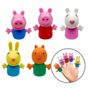 peppa pig finger puppets, 5 pc. - party favors, educational, schools, bath toys, story time, floating pool toys, beach toys, finger toys, playtime