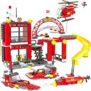 liberty imports stem building blocks sets, compatible model building toys gift for boys age 6-12 (fire rescue)