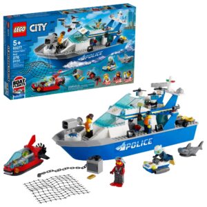 lego city police patrol boat 60277 building kit; cool police toy for kids, new 2021 (276 pieces)