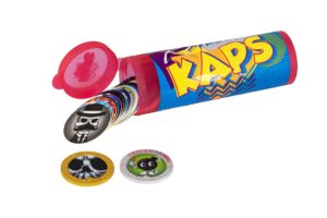 pog retro kaps neon red storage tube starter set game includes: 20 pogs & 2 exclusive slammers