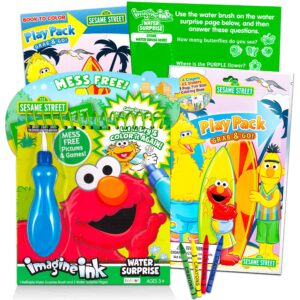 elmo sesame street paint with water super set for girls kids bundle ~ deluxe mess-free book with water surprise brush, mini coloring book, and stickers (sesame street party supplies)