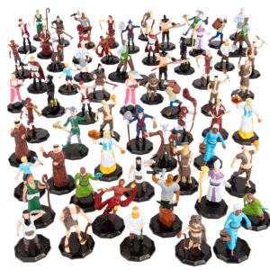 townsfolk mini fantasy bulk figures set- 64 hand-painted miniatures (2x of 32 unique sculpts)- 1" hex nobility, merchants, and more- compatible w dnd dungeons dragons, pathfinder, rpg tabletop games