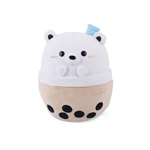 avocatt polar bear boba plushie - 10 inches ice bubble milk tea asian comfort food soft plush toy stuffed animal - kawaii cute japanese anime style gift