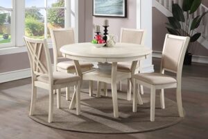 new classic furniture amy 5-piece dining table set, beige and brown