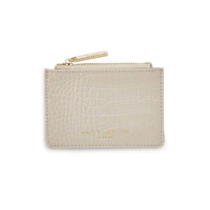 katie loxton faux crocodile print womens medium vegan leather zippered card holder wallet stone