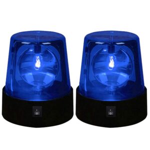 rotating flashing light, 3inch 360 degree led strobe light, battery powered dj flashing stage lights for disco dancing birthday bar or police use (blue 2pcs)