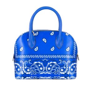 crossbody bags for women top handle clutch handbag with bandana print (1, blue bandana)