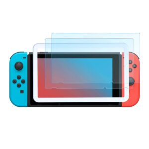 tomtoc [2 pack tempered glass screen protector for nintendo switch, easy installation with alignment frame, anti-scratch, hd clear