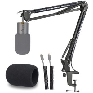 razer seiren x mic stand with pop filter - mic boom arm and windscreen foam cover compatible with razer seiren x streaming microphone by youshares