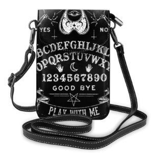 small crossbody cell phone purse for women, girls, ladies, universal multipurpose vintage skeleton magic board black cell phone wallet purse with shoulder strap