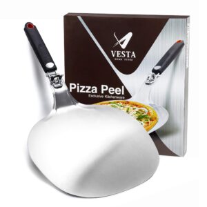 pizza spatula - 12 x 14 inch stainless steel pizza peel - foldable pizza paddle with ergonomic handle - food grade material - highly durable sturdy construction - perfect for pies, pizza, all ovens