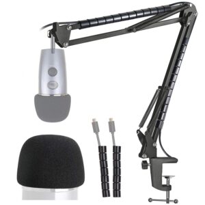 yeti nano mic boom arm with nano pop filter - mic suspension boom arm stand and windscreen compatible with blue yeti nano microphone by youshares