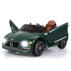 tobbi 12v licensed bentley electric kids ride on racer cars toy battery powered vehicle with remote control 3 speeds mp3 usb in blackish green