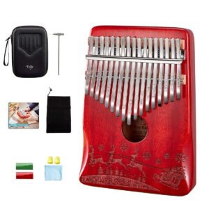 velje 17 keys thumb piano with waterproof protective box, portable mahogany kalimba with hand-rest design, perfect gifts for kids, adult/beginners