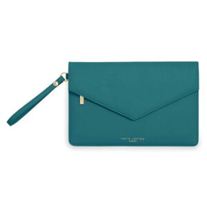 katie loxton esme time to shine womens vegan leather envelope clutch wristlet bag forest green