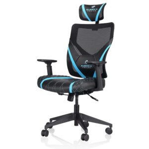 eureka ergonomic gaming chair,video game chairs pc mesh gaming computer chair with adjustable lumbar support headrest armrest gamer desk chair with for adults teens, blue