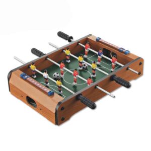 14" foosball table, wooden soccer game tabletop, mini indoor table soccer set for game rooms, parties, family night