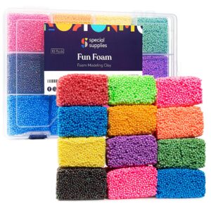 special supplies fun foam modeling foam beads play kit, 12 blocks children’s educational clay for arts crafts kindergarten, preschool kids toys develop creativity, motor skills, reusable container