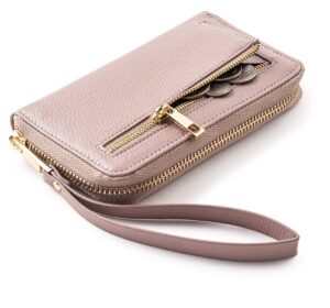 claasico women's slim wristlet wallet | rfid block, 6 credit card, money & receipt organizer