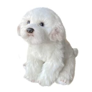 maltese stuffed animal, realistic dog plush, lifelike stuffed animal,companion pet, fluffy stuffed puppy dog toys for gift (large)