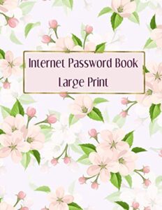 internet password book large print floral: for elderly, password notebook alphabet tabs organizer, beautiful floral