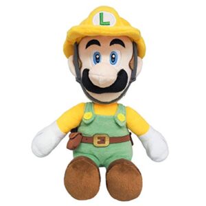 little buddy 1732 super mario maker 2 - builder luigi plush, 10" yellow