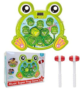 boxgear whack a frog game pounding toy for kids with 2 small toy hammers - educational toy for toddler game - preschool learning toy for 3-year-old boys/girls and up