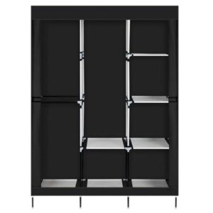 yimingli portable clothes wardrobe closet storage organizer shelf with non-woven fabric and hanging rod(71 inch black)