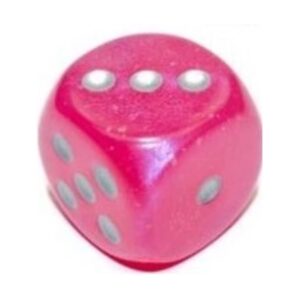 chessex borealis 16mm d6 pink/silver luminary dice block (12 dice) (27784)