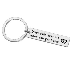 couple keychain new driver gift keychain drive safe text me when you get home keyring 16th birthday gift sweet 16 gift graduation gift for daughter son christmas jewerly for trucker husband boyfriend