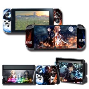 gilgames vinyl game skin decals cover for nintendo switch, full set protector wrap stickers protective faceplate console dock