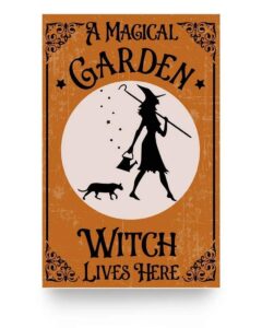 halloween a magical garden witch lives here rustic halloween sign spooky sign magic spell halloween night 8x12 inch