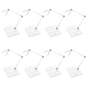 fingerinspire 8pcs action figure stand assembly action figure display holder base doll model support stand for 6 inch action figures or effects clear 1/144 hg/rg gundam figure model toy