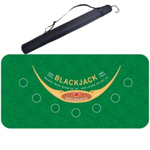 alabohuke 47x23.6 inch poker mat, blackjack table non-slip rubber poker table top game mat, blackjack professional casino table layout, suitable for parties, home entertainment, game night