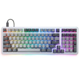 drop shift mechanical gaming keyboard — full-size 1800 layout (99 key), hotswap switches, programmable, backlit rgb, usb-c, doubleshot pbt keycaps, aluminum, linear (gray, kaihua speed silver)