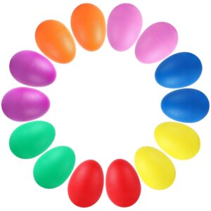 augshy 14 pcs plastic egg shakers percussion musical egg maracas easter egg kids toys (7 colors)