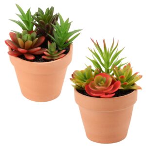 briful small succulents artificial 2 pcs fake succulent plants faux succulents in pots assorted succulent arrangements for home office bathroom room shelf rustic farmhouse windowsill decor