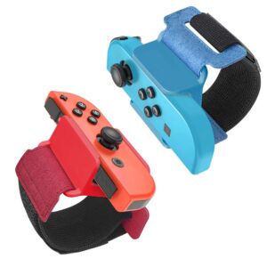 fanpl upgrade wrist bands compatible with just dance 2025/2024/2023/2022/2021, adjustable elastic strap for switch & oled model joycon controller, fit for adults and children,2 pack (blue and red)